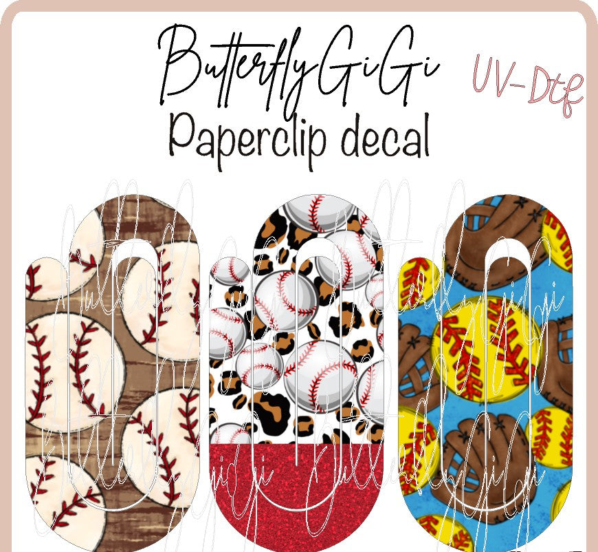 Baseball Softball Paperclip UvDTF – ButterflyGiGi