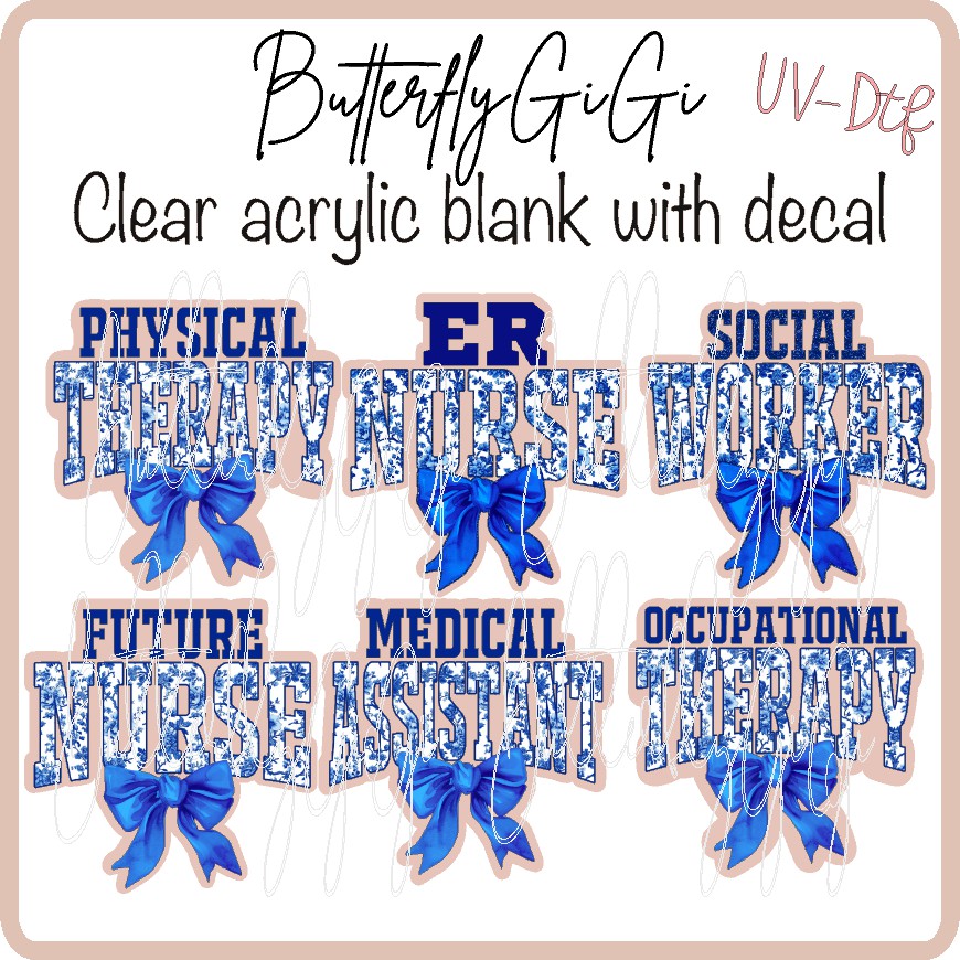 Blue Toile Medical Title UV DTF – ButterflyGiGi