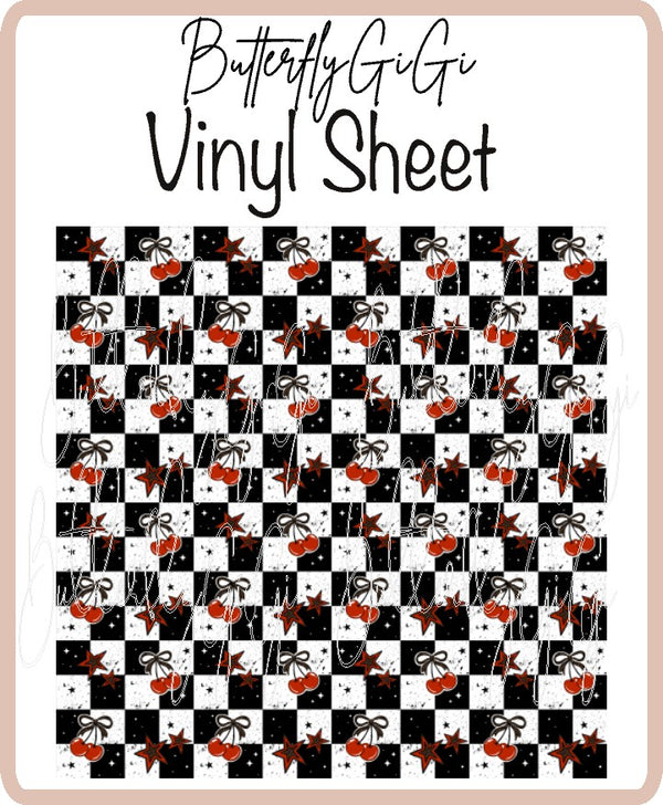 Checkered Cherry Vinyl Sheet – ButterflyGiGi