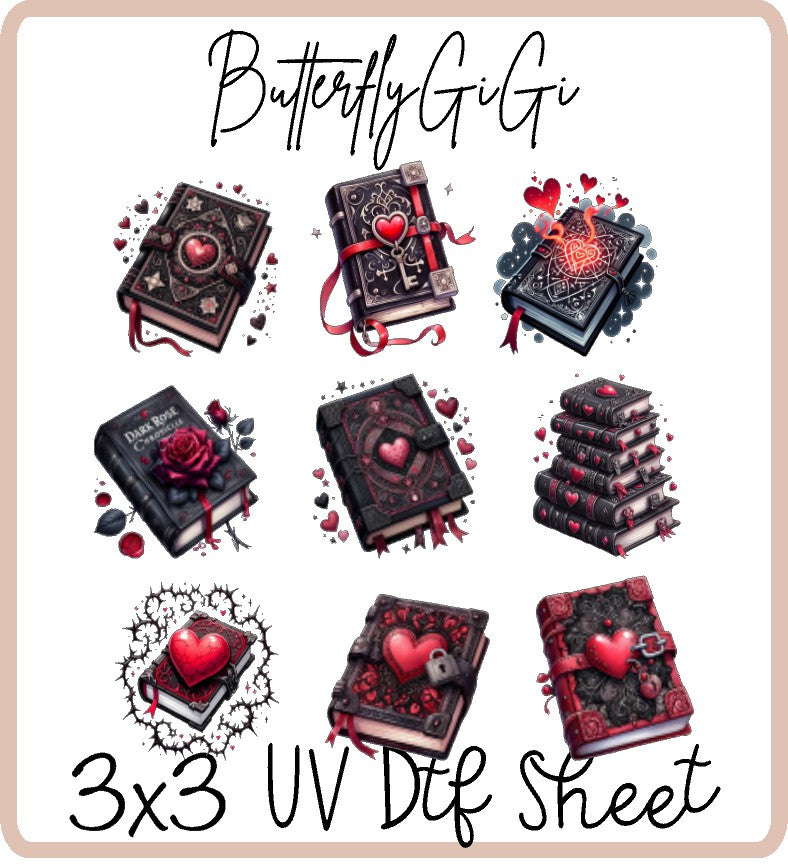 Gothic Valentine books Uv Dtf SHEET – ButterflyGiGi